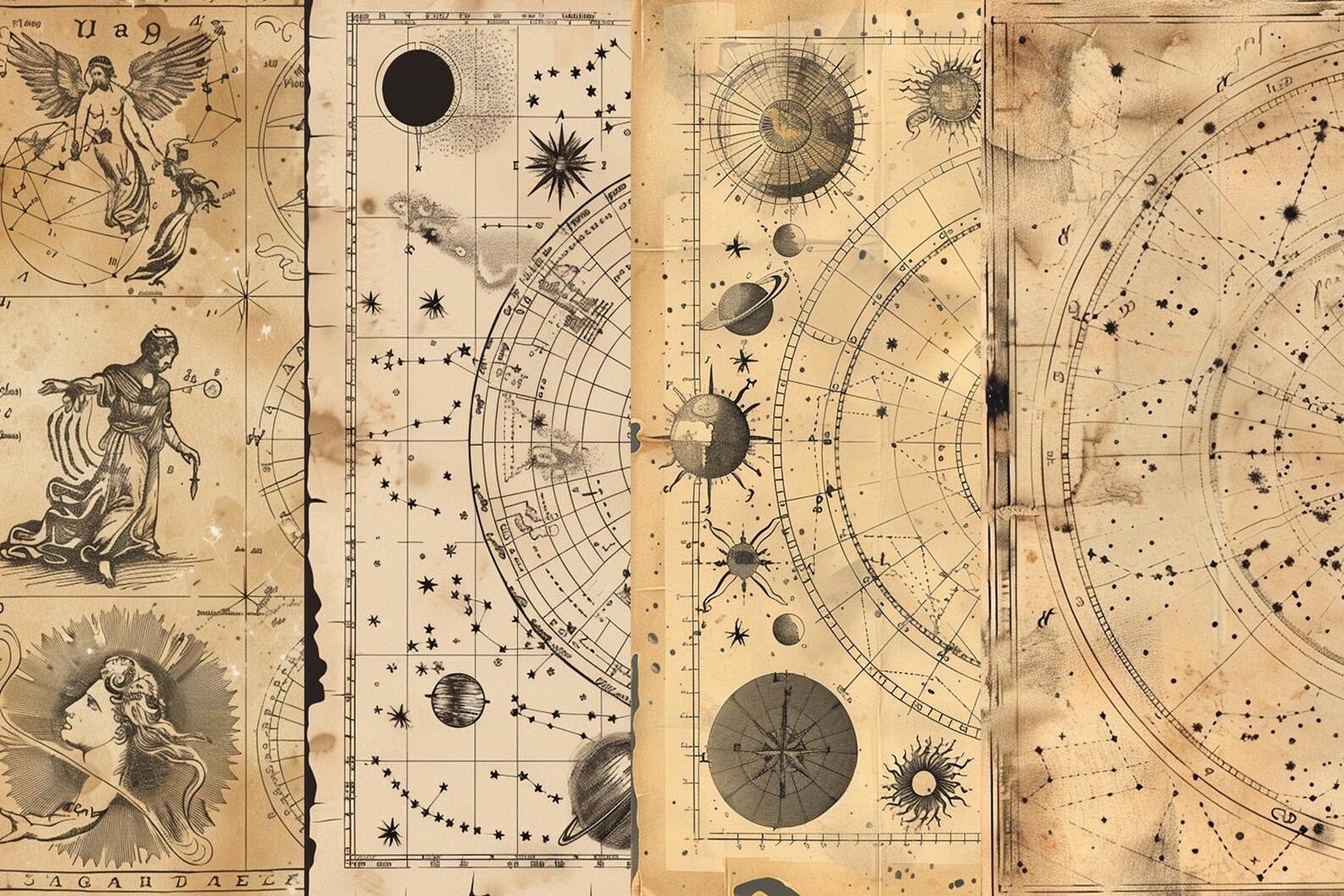 Celestial Astrology Digital Papers: Galaxy Zodiac Scrapbook (PNG ...