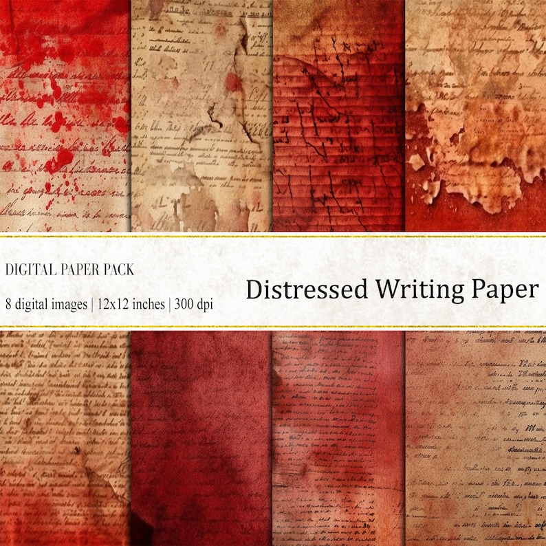 Distressed Grunge Digital Papers, Red Distressed Grunge Background ...