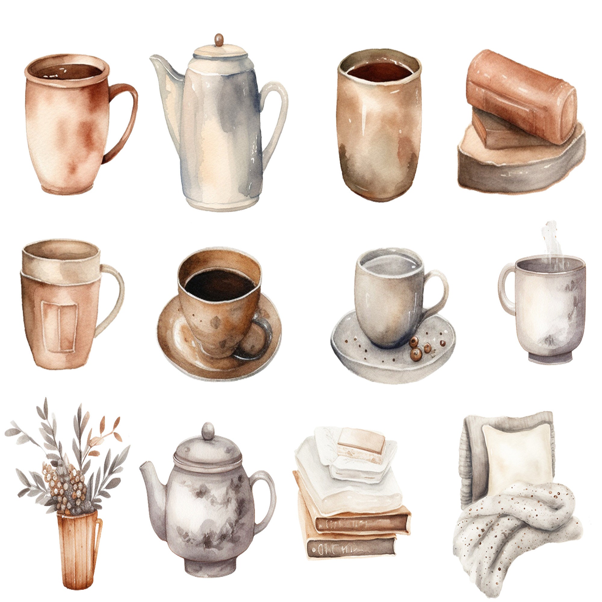 Watercolor Cozy Autumn Clipart, Autumn Clipart, Cozy Autumn ...