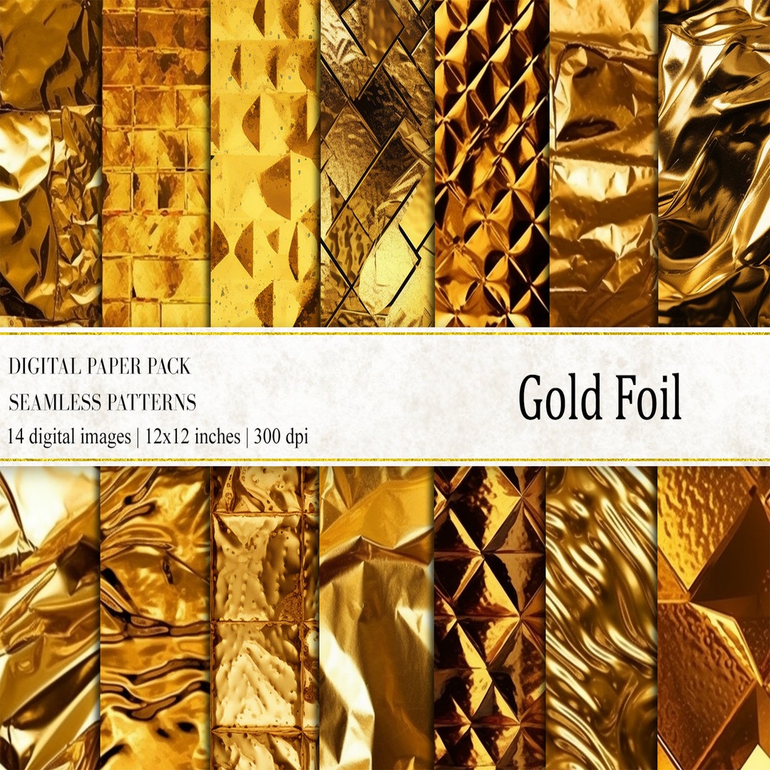 Gold Foil Digital Papers, Gold Foil Seamless Patterns, Gold Foil ...