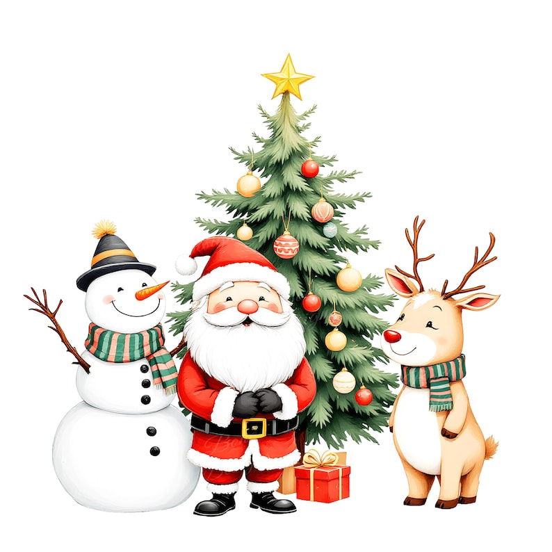 Christmas Clipart Png, Santa, Reindeer, Snowman (digital Download) - Etsy