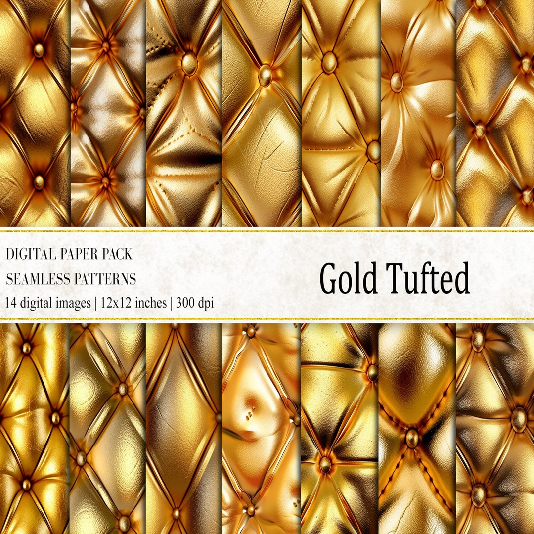 Gold Tufted Digital Papers, Gold Tufted Seamless Patterns, Gold Tufted ...