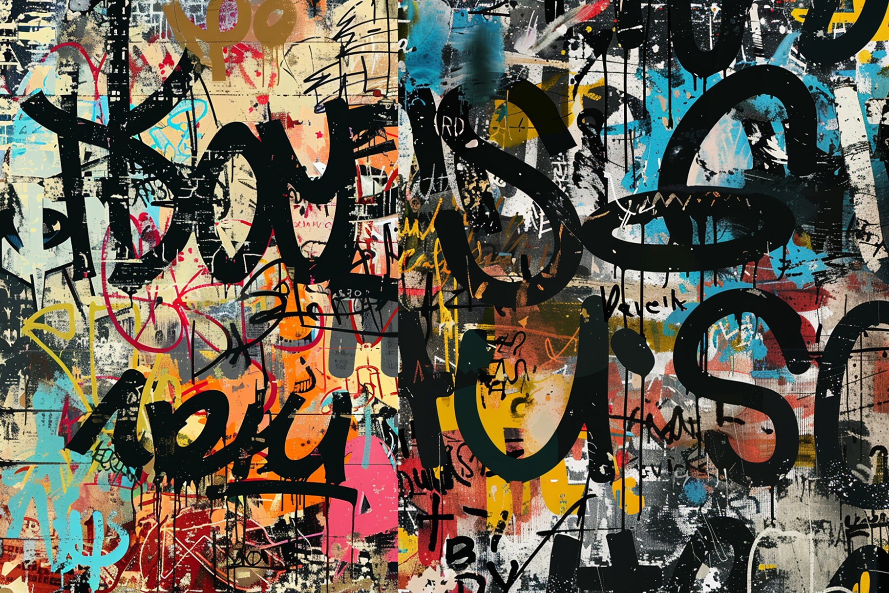 Handwritten Graffiti Digital Papers: Grunge Background (12x12, 300 Dpi ...