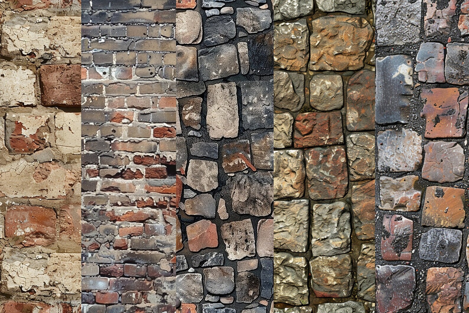 Brick Wall Digital Papers, Old Brick Wall Digital Paper, Seamless Brick ...