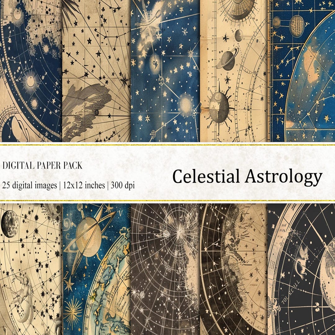 Celestial Astrology Digital Papers, Zodiac Digital Papers, Galaxy ...