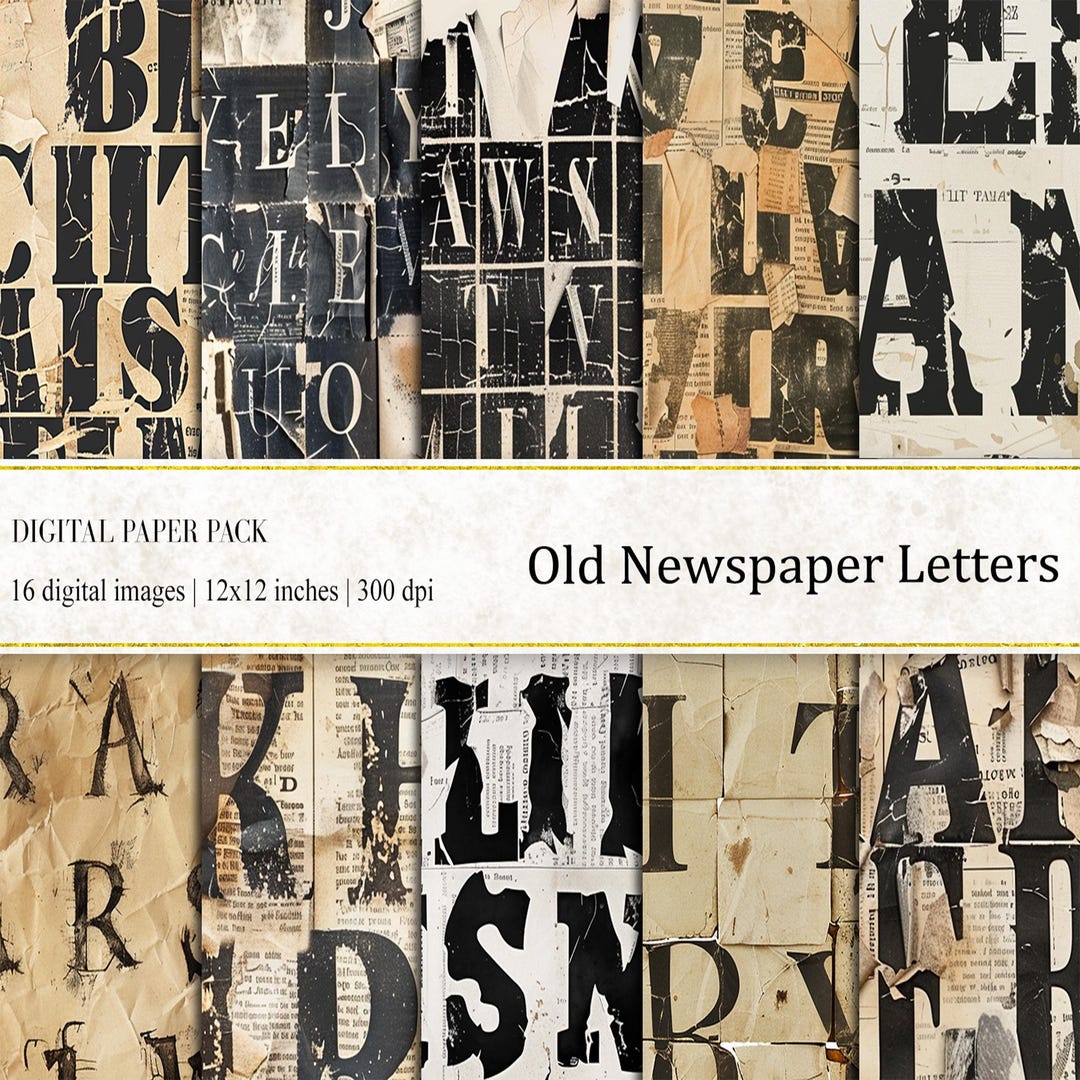 Grunge Letters Numbers Digital Papers, Grunge Letters, Junk Journal ...