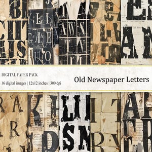 Grunge Letters Numbers Digital Papers, Grunge Letters, Junk Journal ...