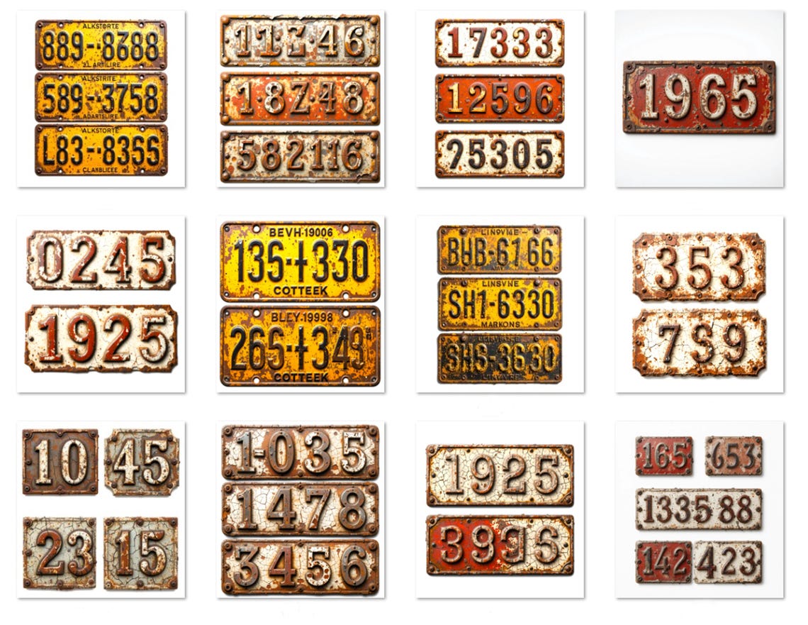 Grunge Number Labels, Industrial Vintage Tags (digital Papers) - Etsy