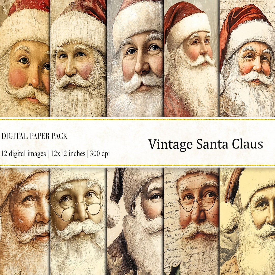 Vintage Santa Claus Digital Papers: Christmas Scrapbook (digital ...