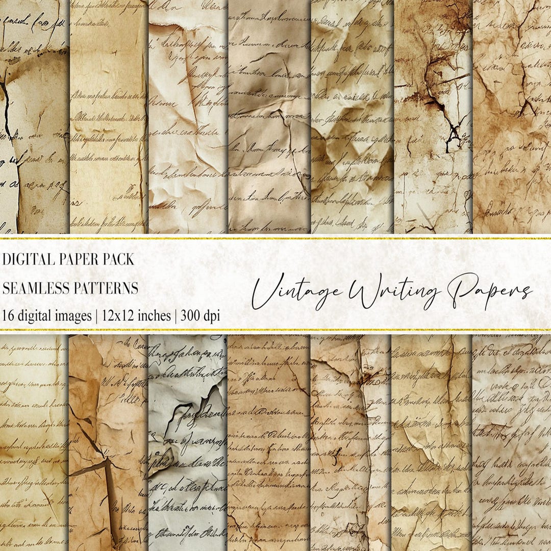 Vintage Writing Paper: Seamless Old Paper Textures (digital Download ...
