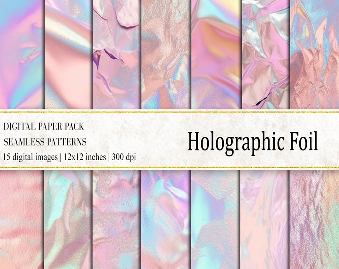 Holographic Crystal Digital Paper, Iridescent Rainbow Paper, Pastel ...
