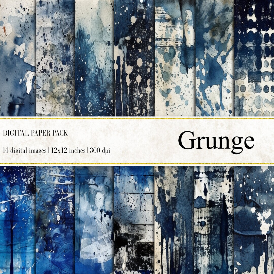 Blue Grunge Digital Paper: Texture Backgrounds (12x12 Inches) (instant ...