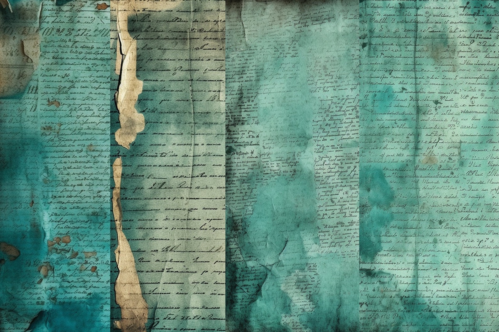 Distressed Writing Paper Digital Papers, Teal Distressed Backgrounds ...