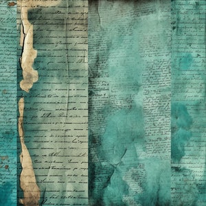 Distressed Writing Paper Digital Papers, Teal Distressed Backgrounds ...