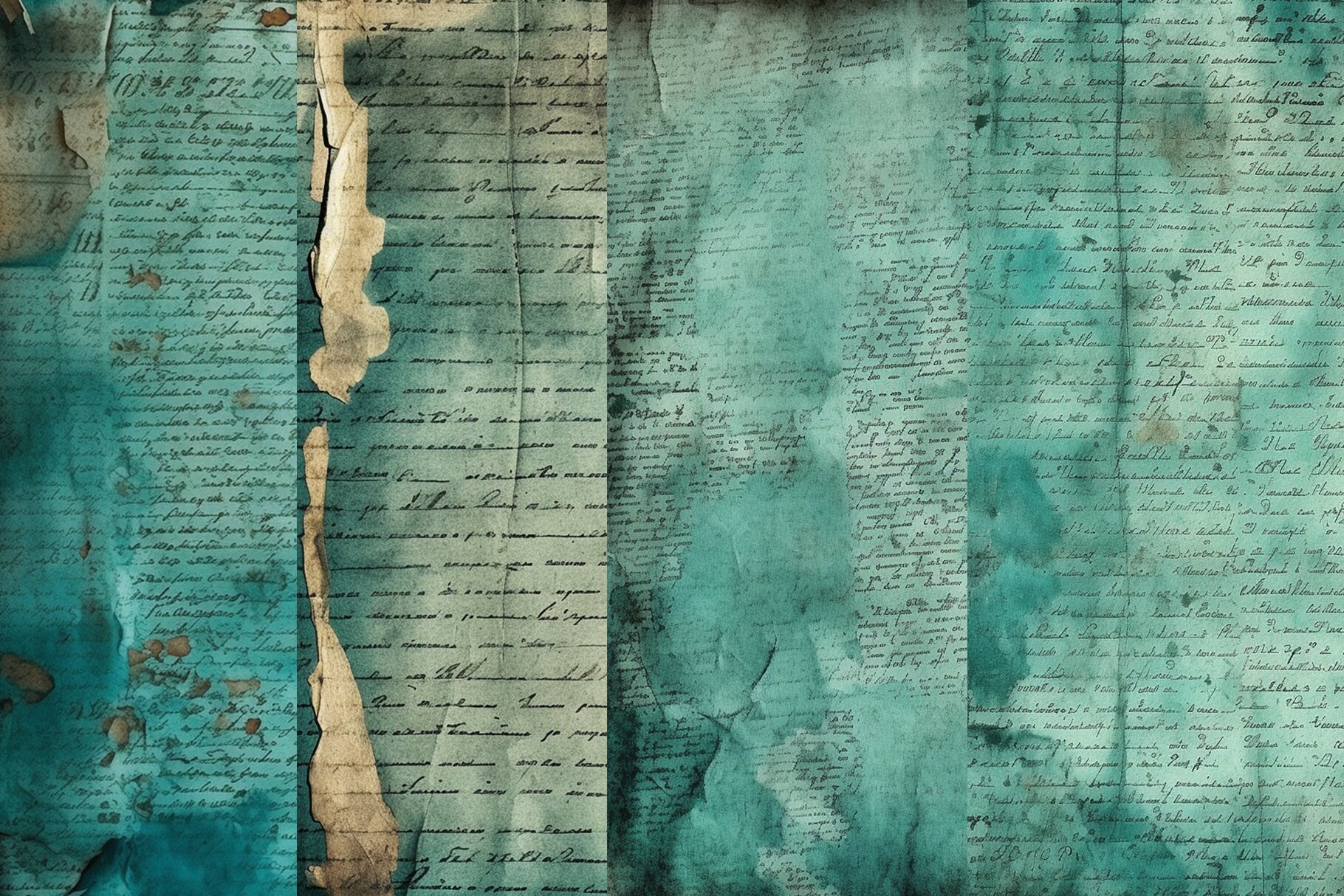 Teal Distressed Writing Paper Textures: Vintage Digital Paper (12x12 ...