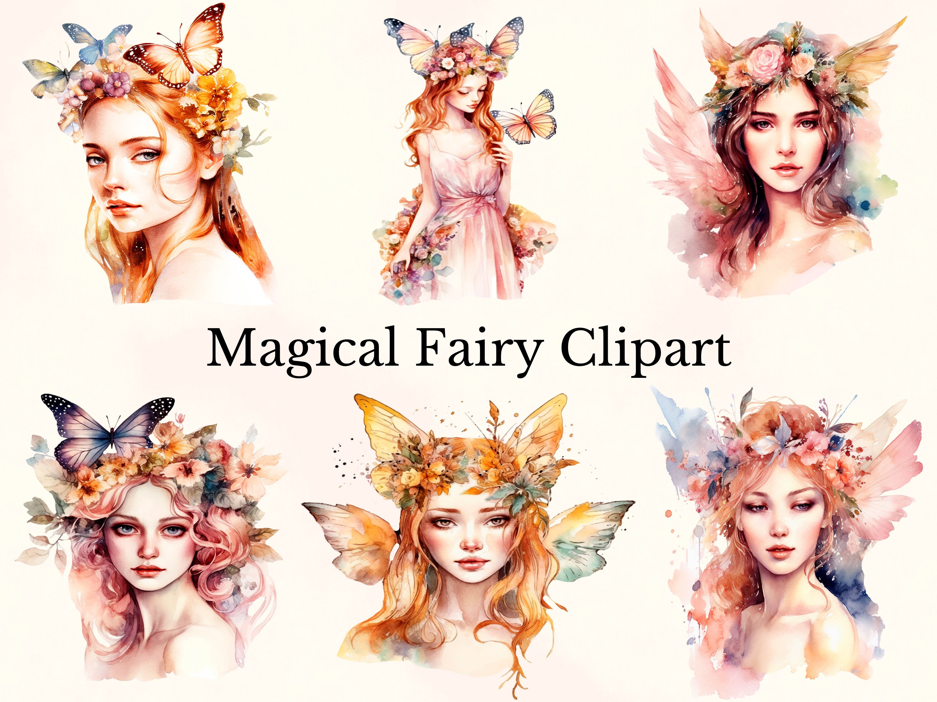 Watercolor Magical Fairy Clipart, 20 Magical Fairy Clip Art, Watercolor ...