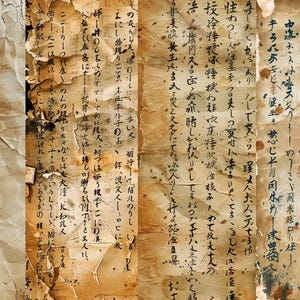 Japanese Vintage Letters Digital Papers, Vintage Letters Papers ...
