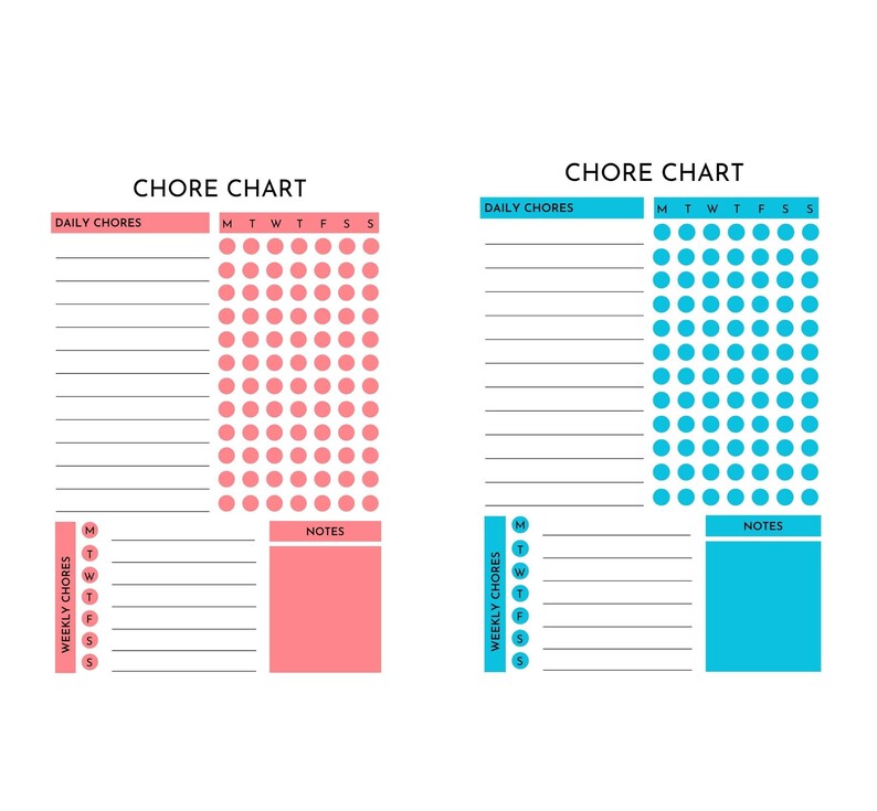 Chore Chart Printable, Daily Chores Checklist, Weekly Chores Chart ...