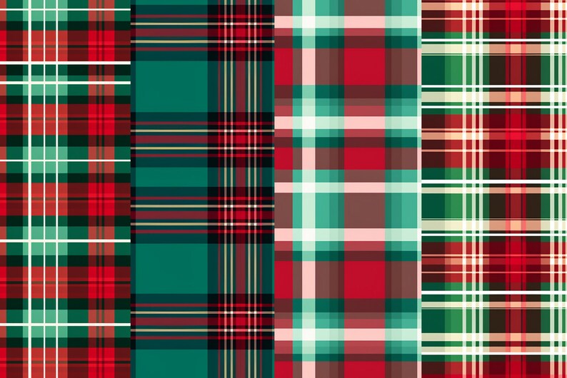 Christmas Plaid Digital Papers, Christmas Plaid Digital Papers ...