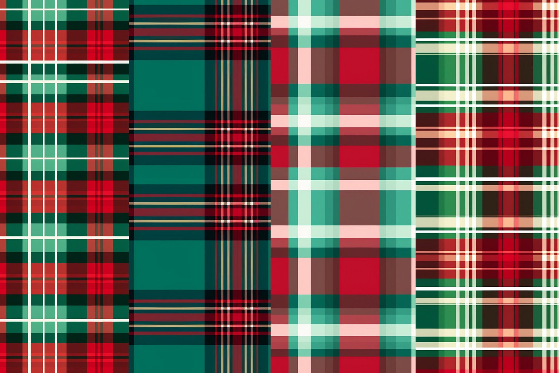 Christmas Plaid Digital Papers: Red & Green Seamless Patterns (digital ...