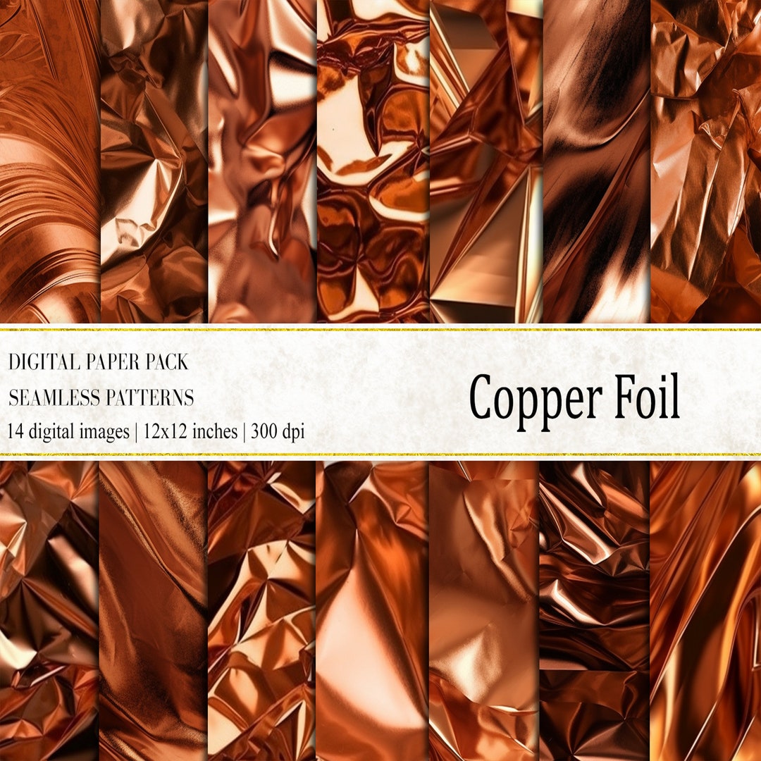 Copper Foil Digital Papers, Copper Foil Seamless Patterns, Copper Foil ...