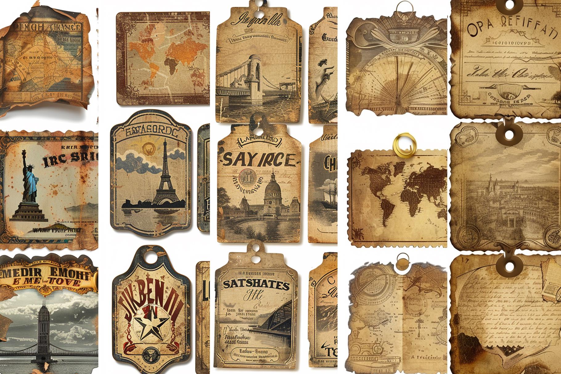 Antique Travel Labels Digital Paper: Vintage Ephemera (12x12 Inches) - Etsy