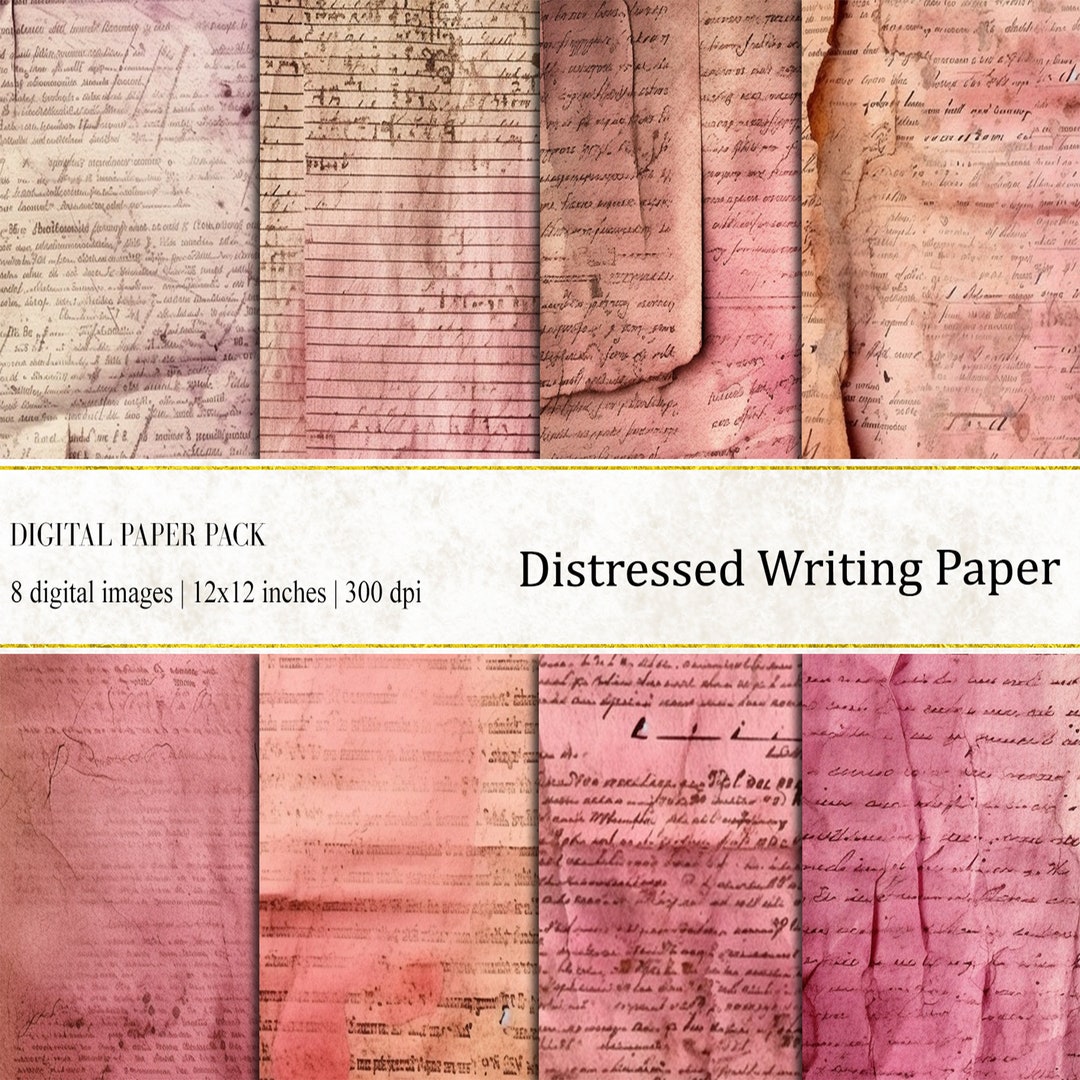 Distressed Writing Paper Digital Papers, Writing Paper Print ...