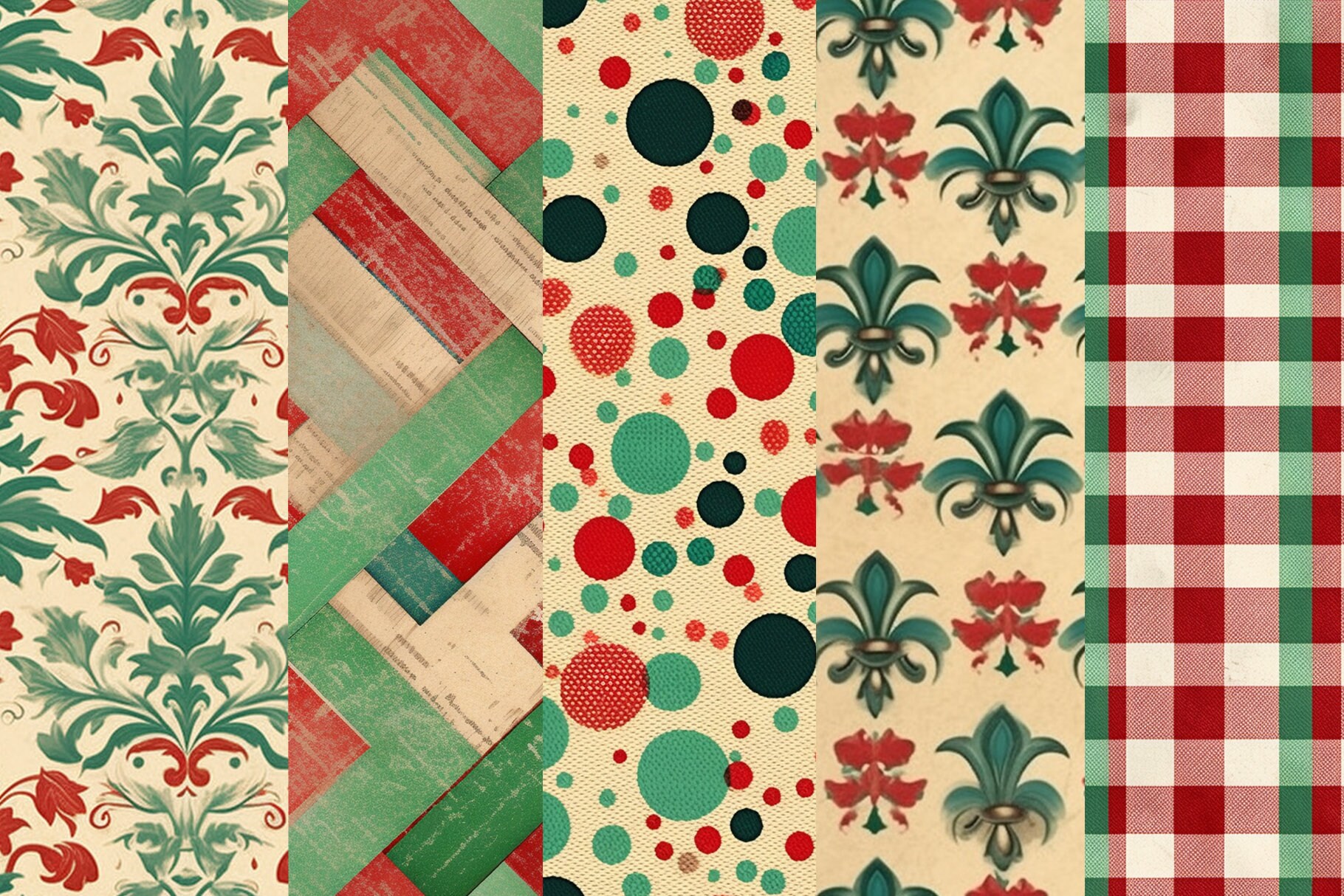 Vintage Christmas Digital Paper: Seamless Patterns (digital Download ...