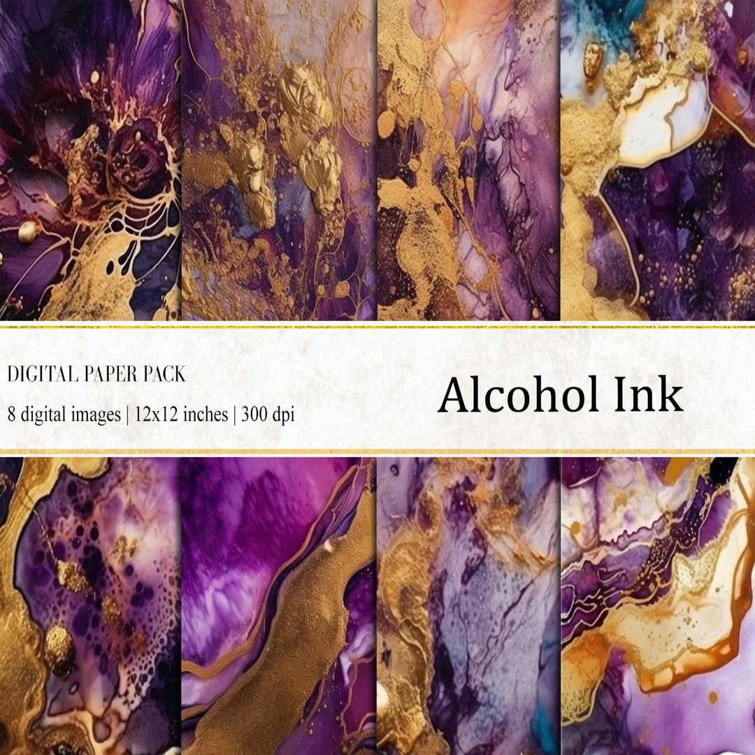 Alcohol Ink Digital Paper, Purple Alcohol Ink Print, Alcohol Texture ...