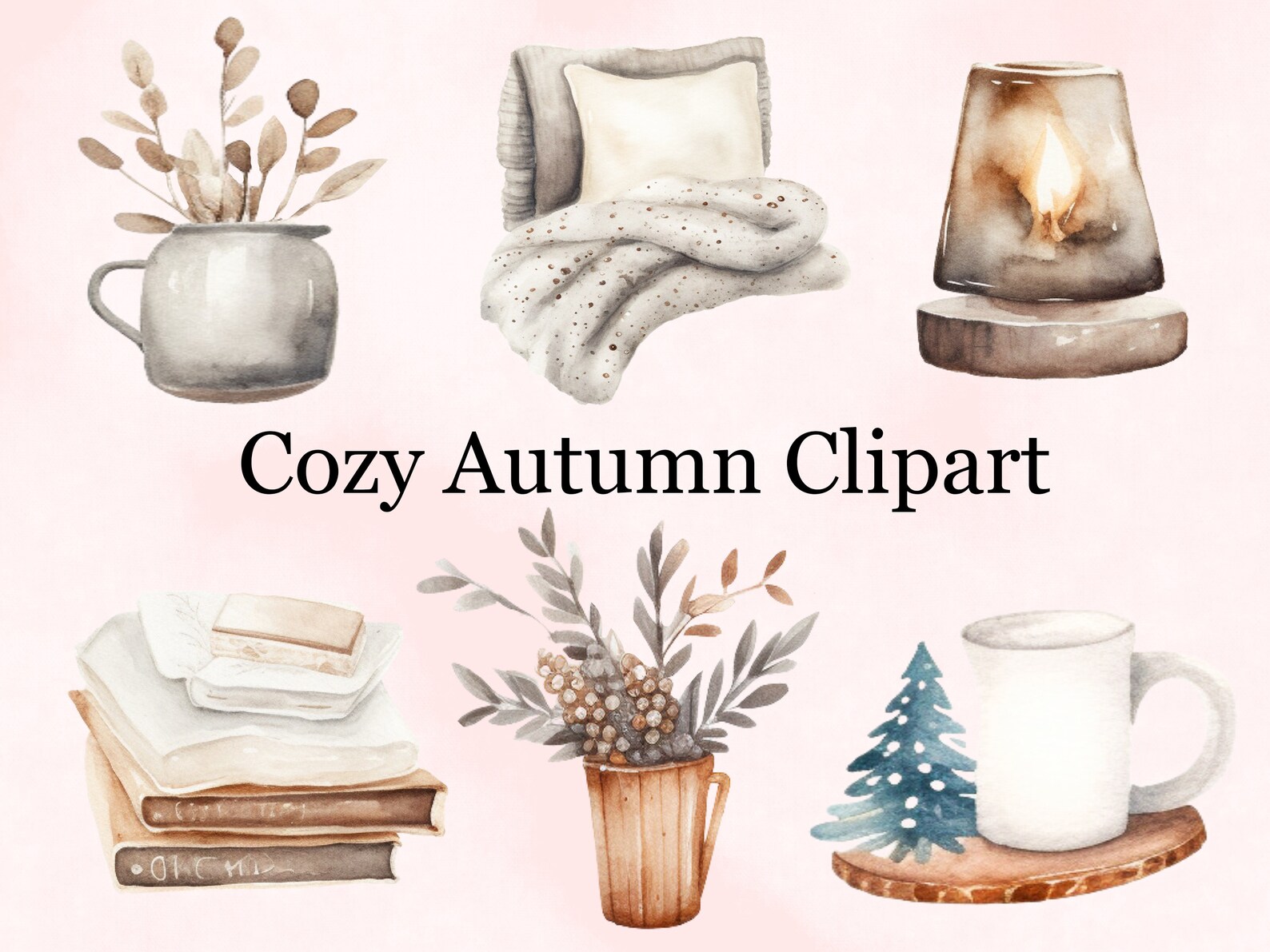 Watercolor Cozy Autumn Clipart, Autumn Clipart, Cozy Autumn ...