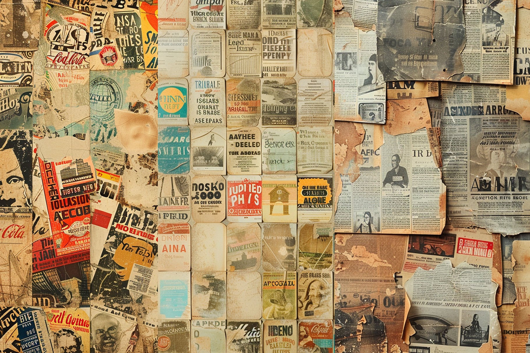 Retro Advertisement Digital Paper Pack: Ephemera Backgrounds (12x12 ...