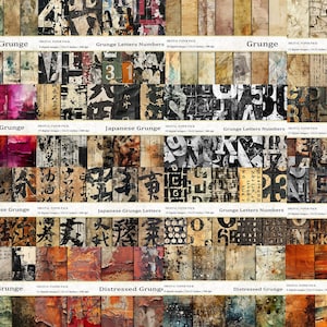 Grunge Digital Paper Bundle: 1379 Distressed Textures, Ephemera ...