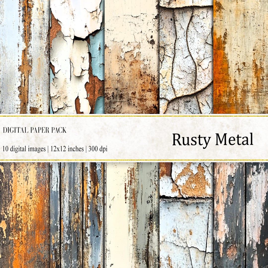 Rusty Metal Textures: Faded Patches Digital Paper (PNG) - Etsy