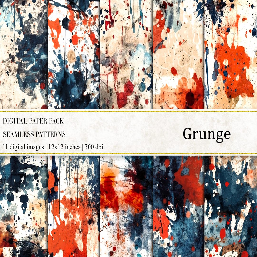 Grunge Watercolor Digital Paper, Seamless Distressed Textures (digital ...