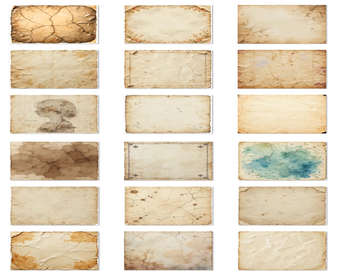 Vintage Paper Ephemera Bundle: Antique Textures, Scrapbook Printables ...