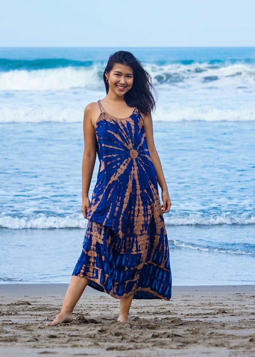 Long Boho Maxi Bamboo Racerback Tie Dye Rope Strap Dress With | Etsy