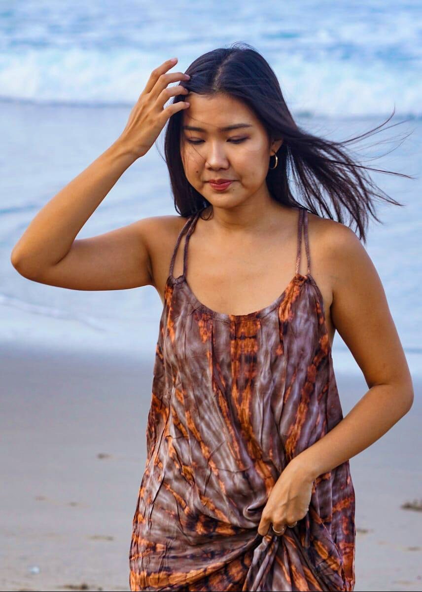 Long Boho Maxi Bamboo Racerback Tie Dye Rope Strap Dress With - Etsy