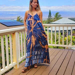 Long Boho Maxi Bamboo Racerback Tie Dye Rope Strap Dress With | Etsy