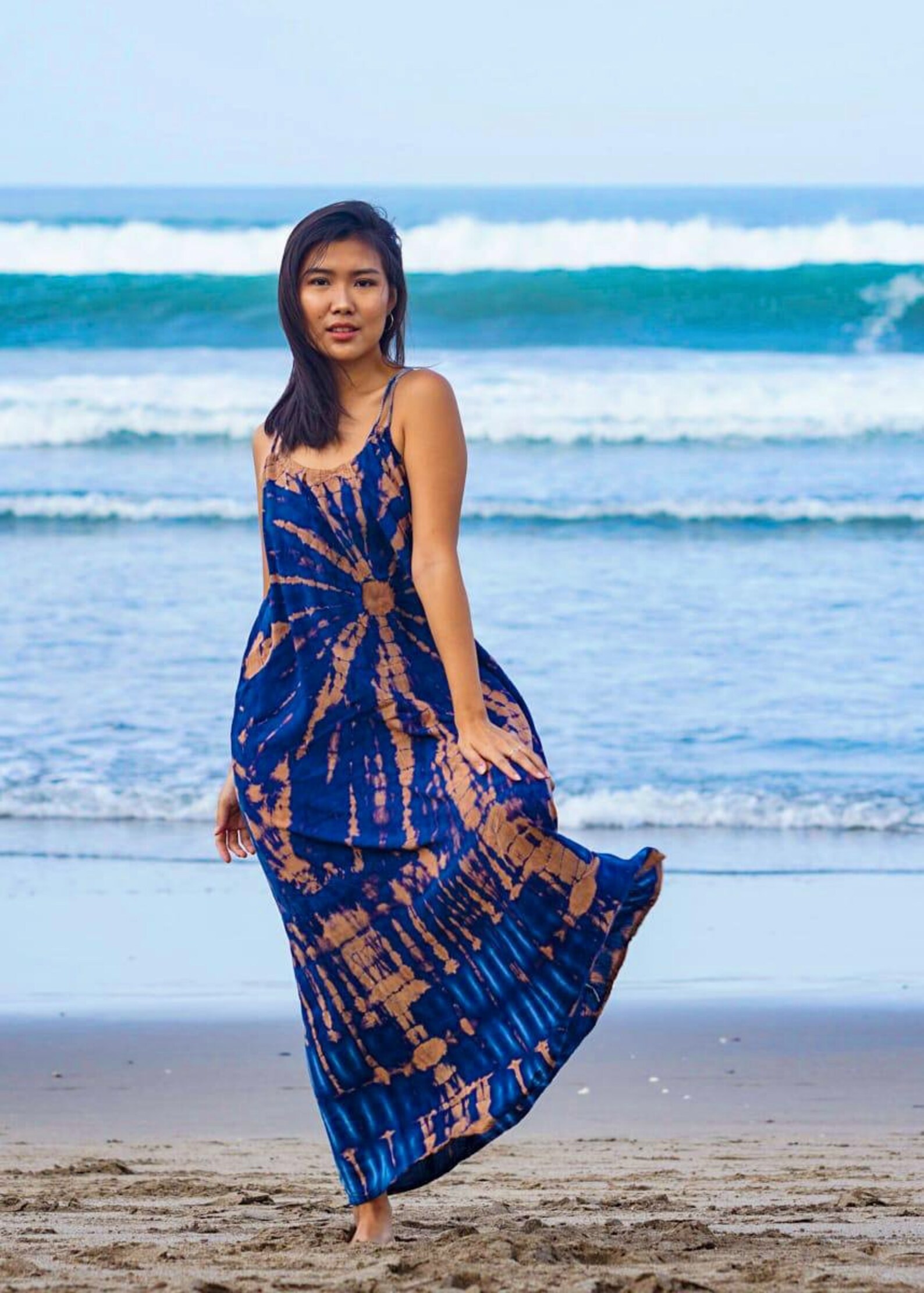 Long Boho Maxi Bamboo Racerback Tie Dye Rope Strap Dress With | Etsy