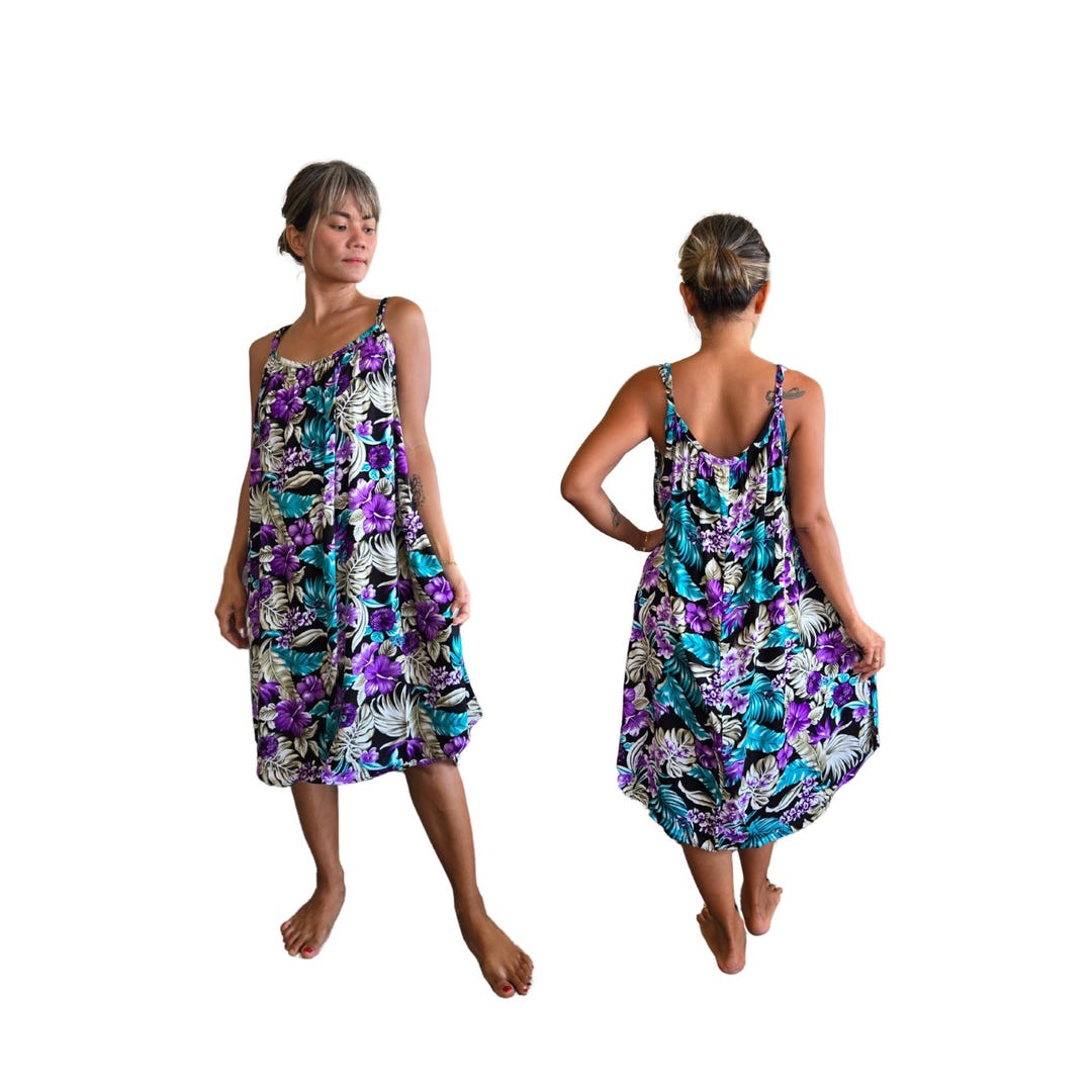 Short Tropical Sundress With Pockets Swim Wear Cover up Casual Resort ...