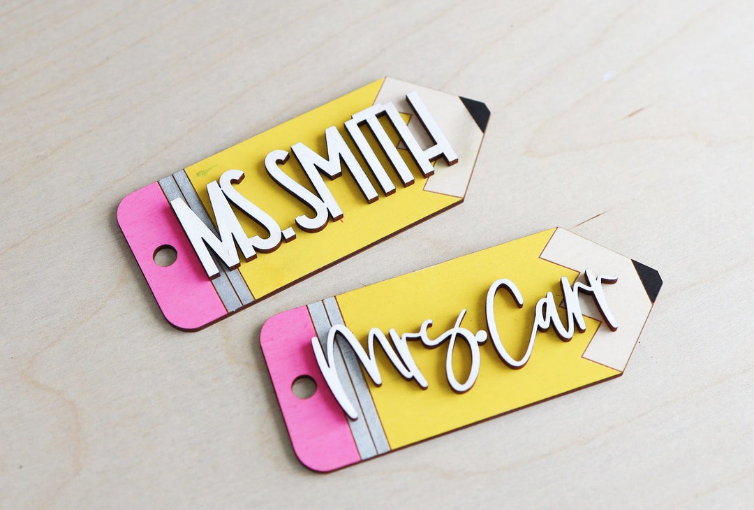 Back to School Gifts | Teacher Gift Tags | Wooden Apple Pencil Name ...