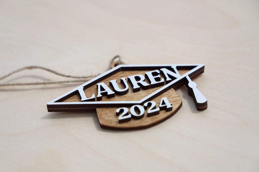 Wooden Graduation Cap Gift Tags | Back to School Gifts | Wooden Name ...