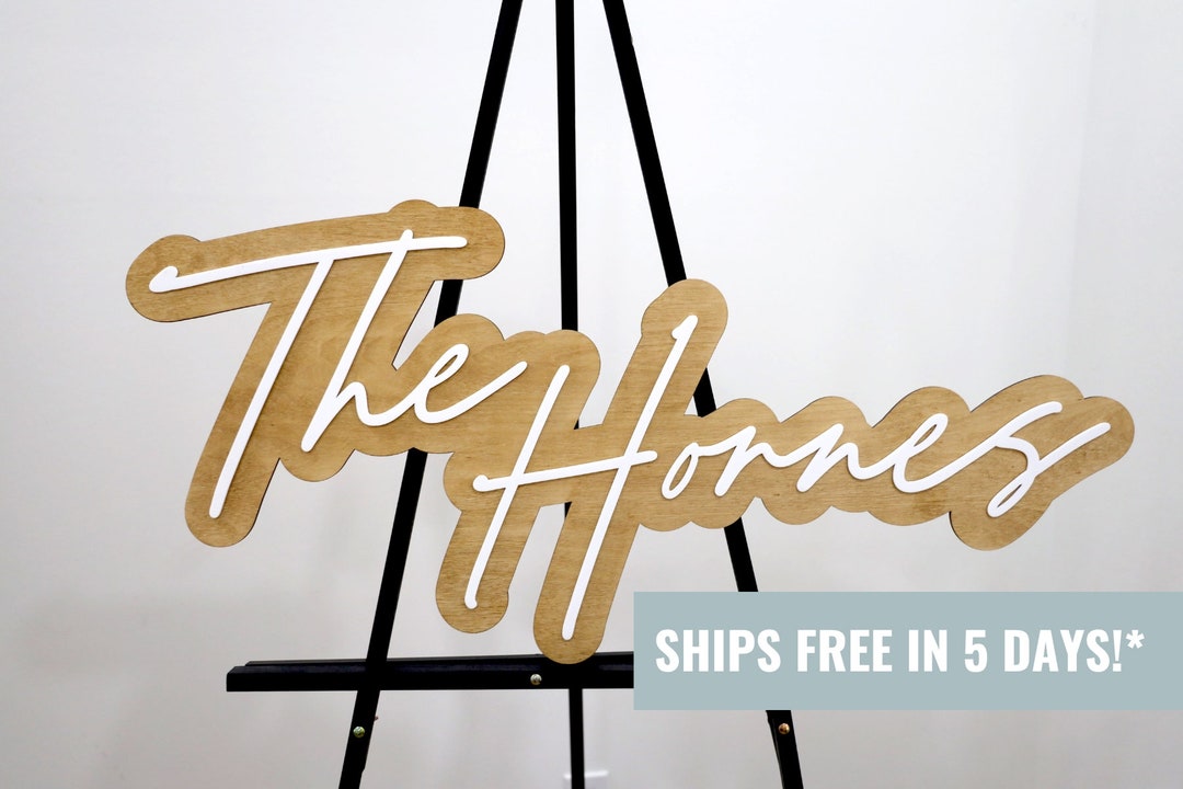 Large Last Name Sign Cut Out Last Name Sign Wedding Name Sign Double ...