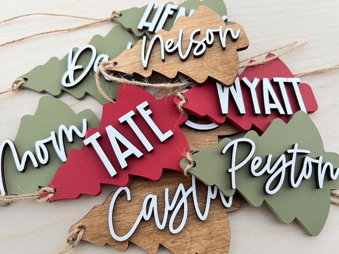 Christmas Name Tags / Wooden Christmas Name Tags / Stocking Tags ...