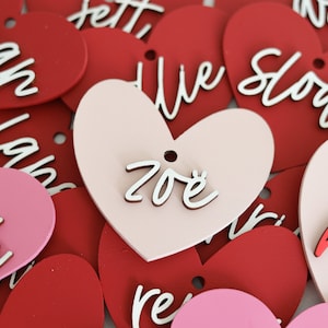 Valentine's Day Name Tags / Wooden Heart Name Tags / Wooden Name Labels ...