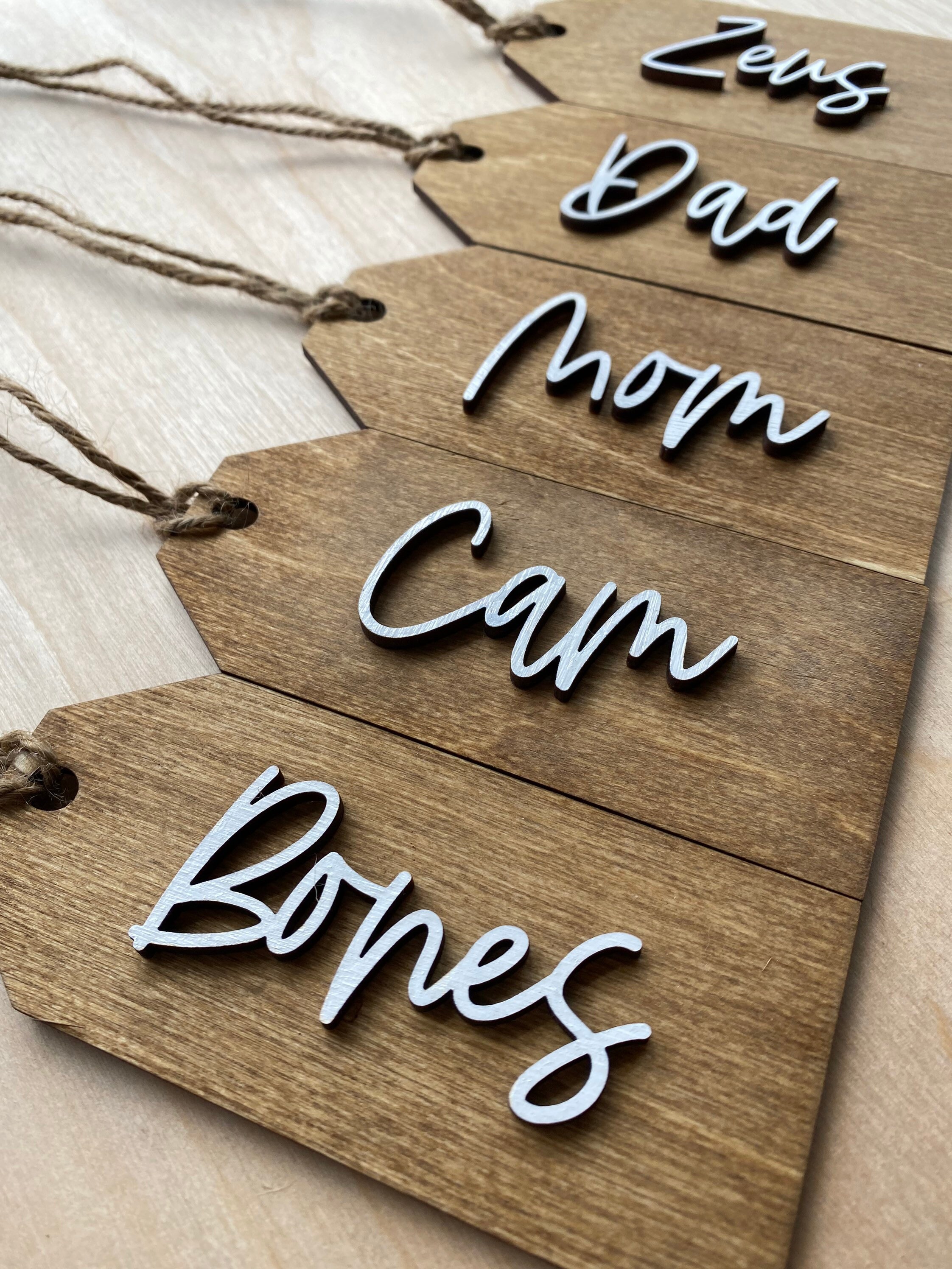 Personalized Stocking Tags Wooden Name Tags Christmas - Etsy