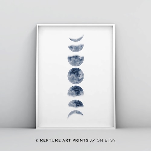 Indigo Blue Phases of the Moon Printable Moon Phases - Etsy