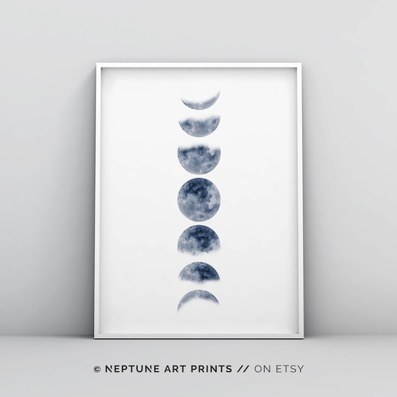 Indigo Blue Phases of the Moon Printable Moon Phases | Etsy Canada