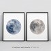 Blue Full Moon Print, Blue Watercolor Moon, Set of 2, La Luna, Full ...