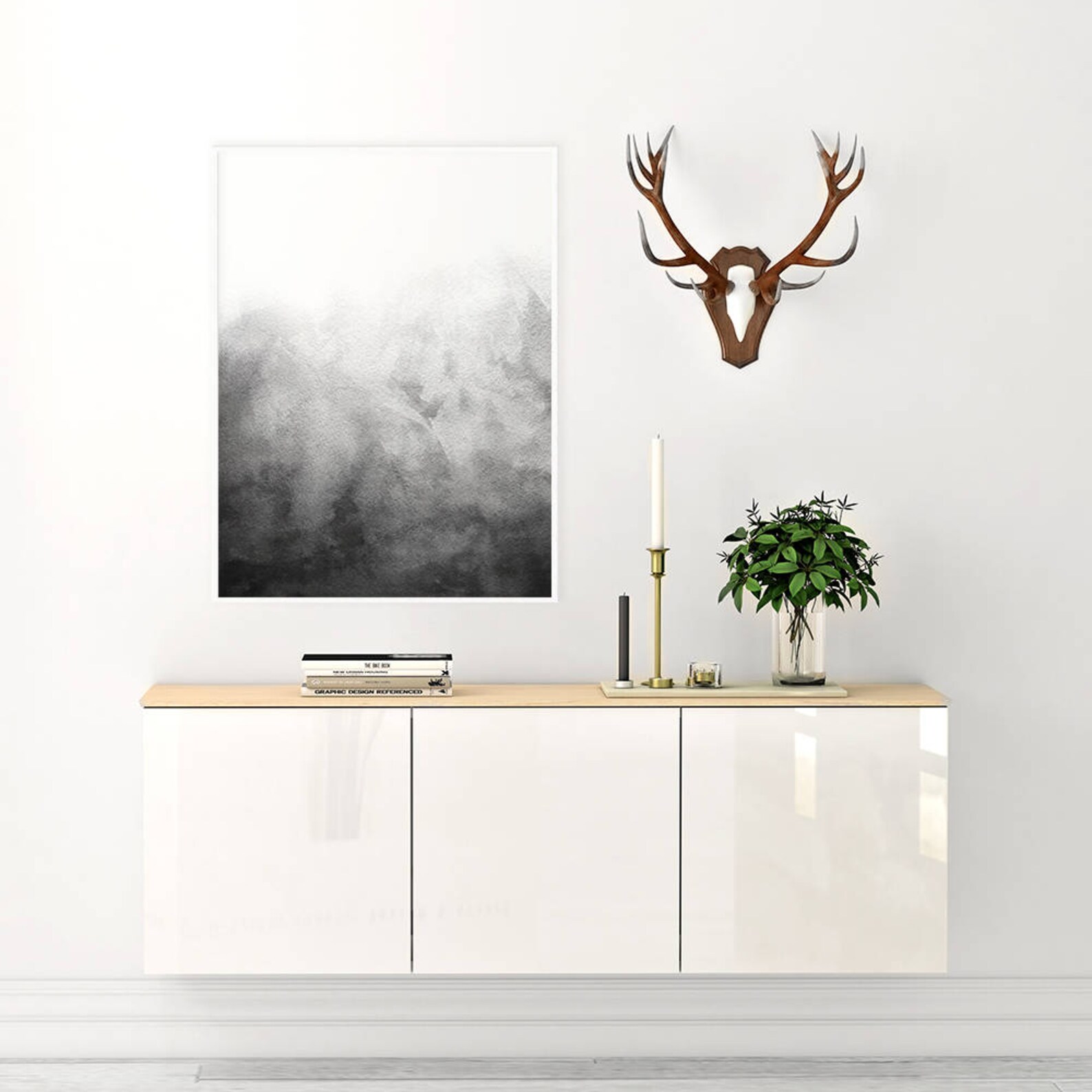 Grey and White, Poster, Modern, Printable Digital Download, Home Decor ...